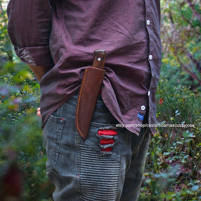 Hand Forge Bushcraft Knife With Sheath Rosewood Fixed Blade - Etsy