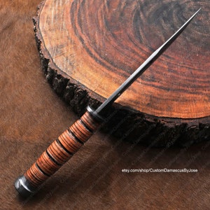 Handmade Damascus Kabar Bowie Knife With Leather Sheath | Hunting Knife ...