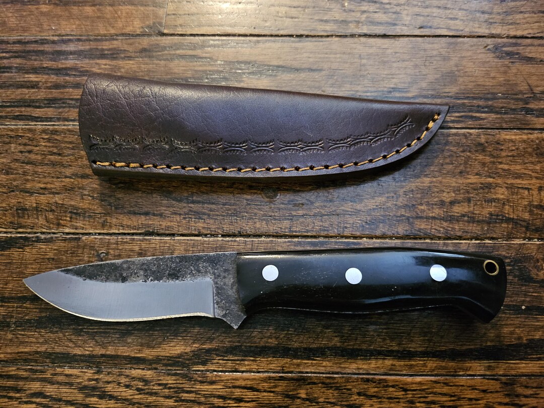Hand Forged Bushcraft Knife With Sheath | Fixed Blade Skinning Knife ...