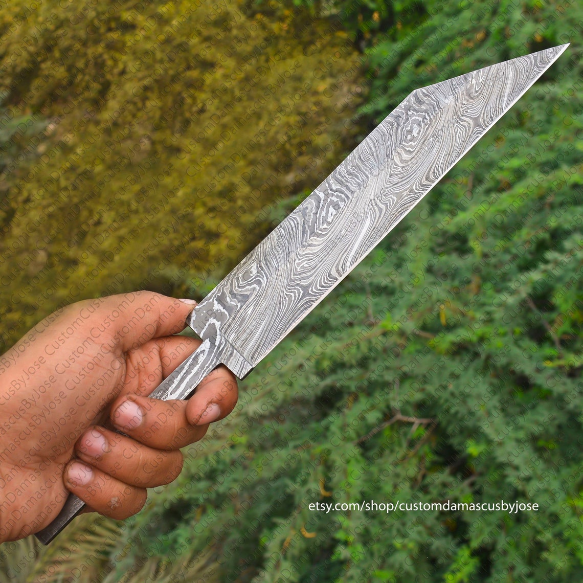 Damascus Seax Blank Blade Sheepsfoot Knife Handmade Fixed - Etsy