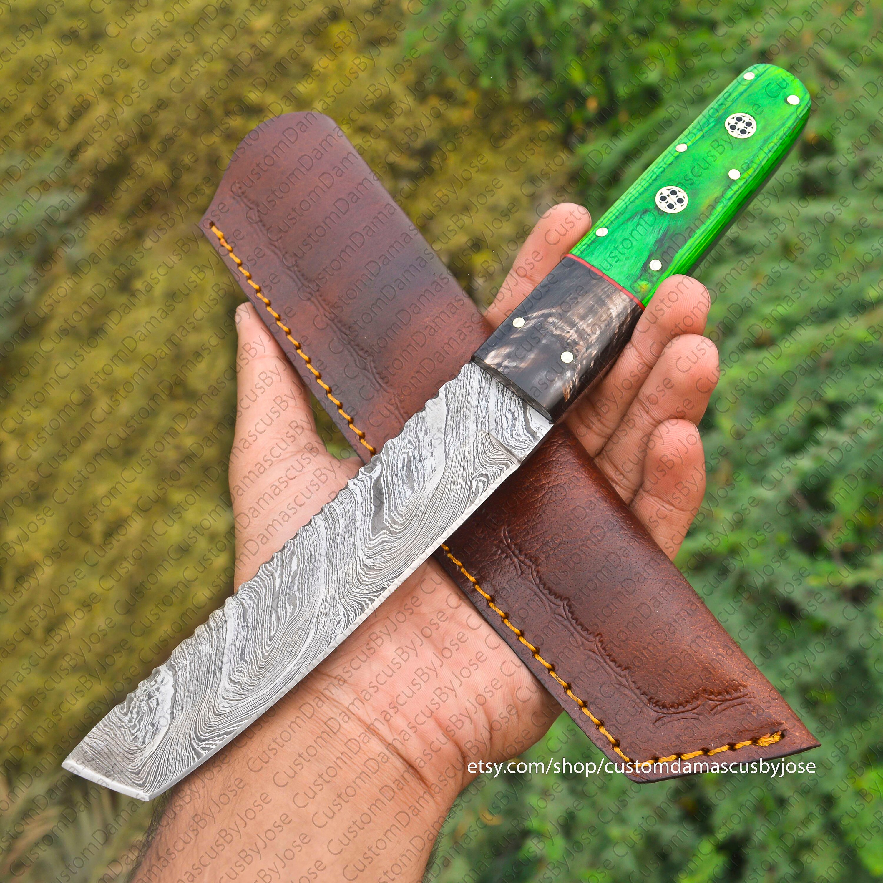 Handmade Japanese Style Tanto Knife With Sheath Damascus - Etsy