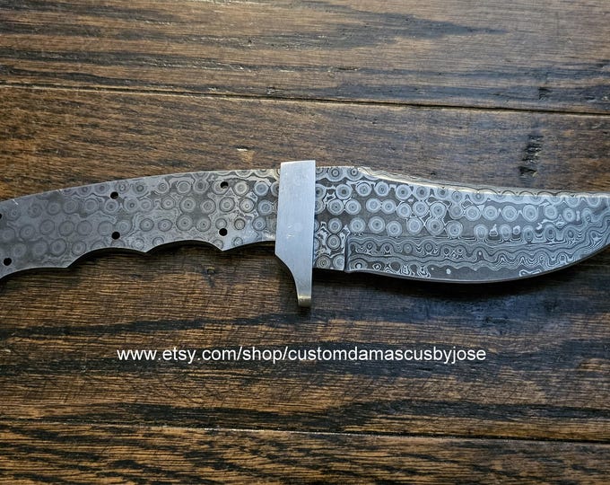 Damascus Drop Point Skinner Blank Blade With Clip | Handmade Blank ...