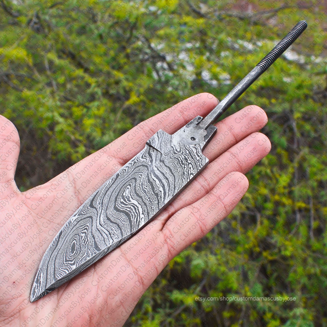 Damascus Blank Blade | Handmade Twist Damascus Steel Skinner Blank ...