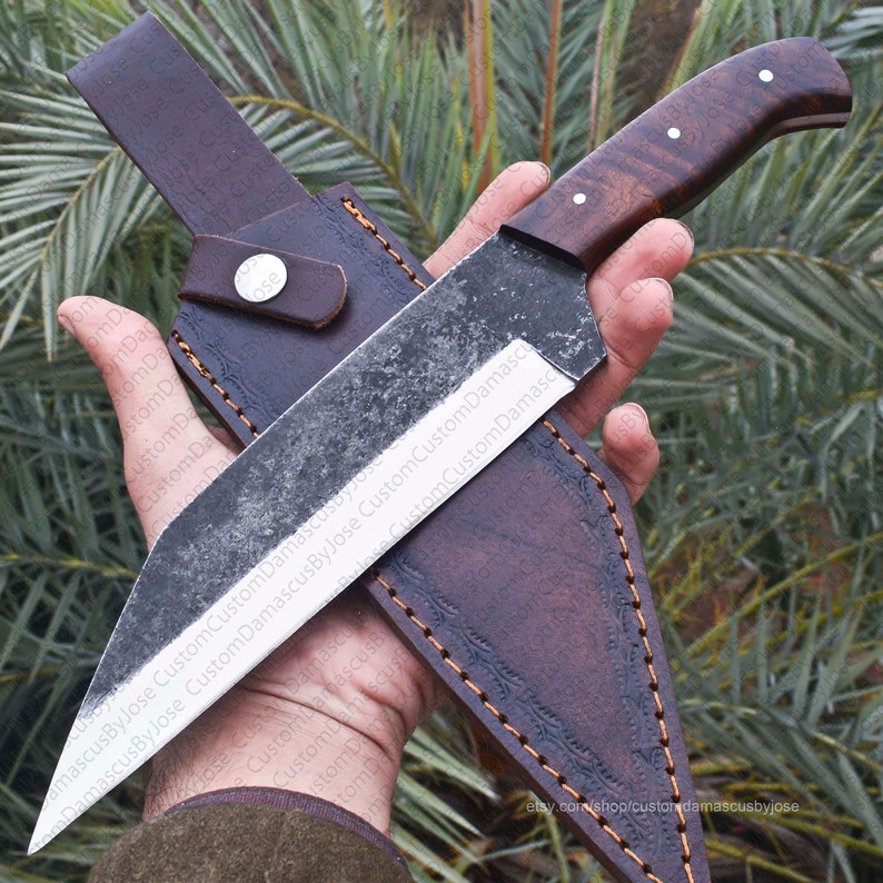 Handmade Bushcraft Knife With Sheath Rosewood Fixed Blade - Etsy