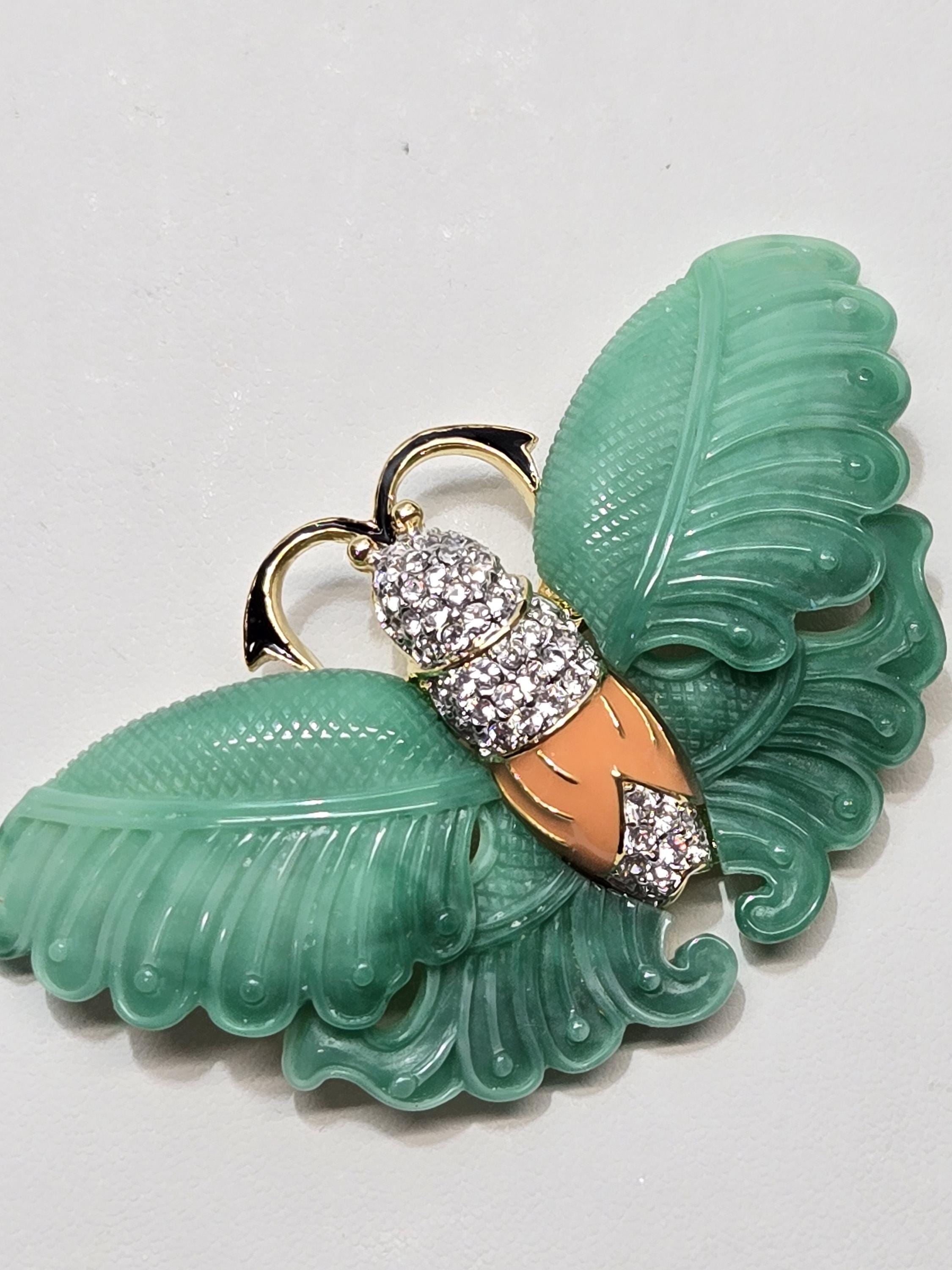 KJL Kenneth Lane JADE BUTTERFLY Brooch - Etsy