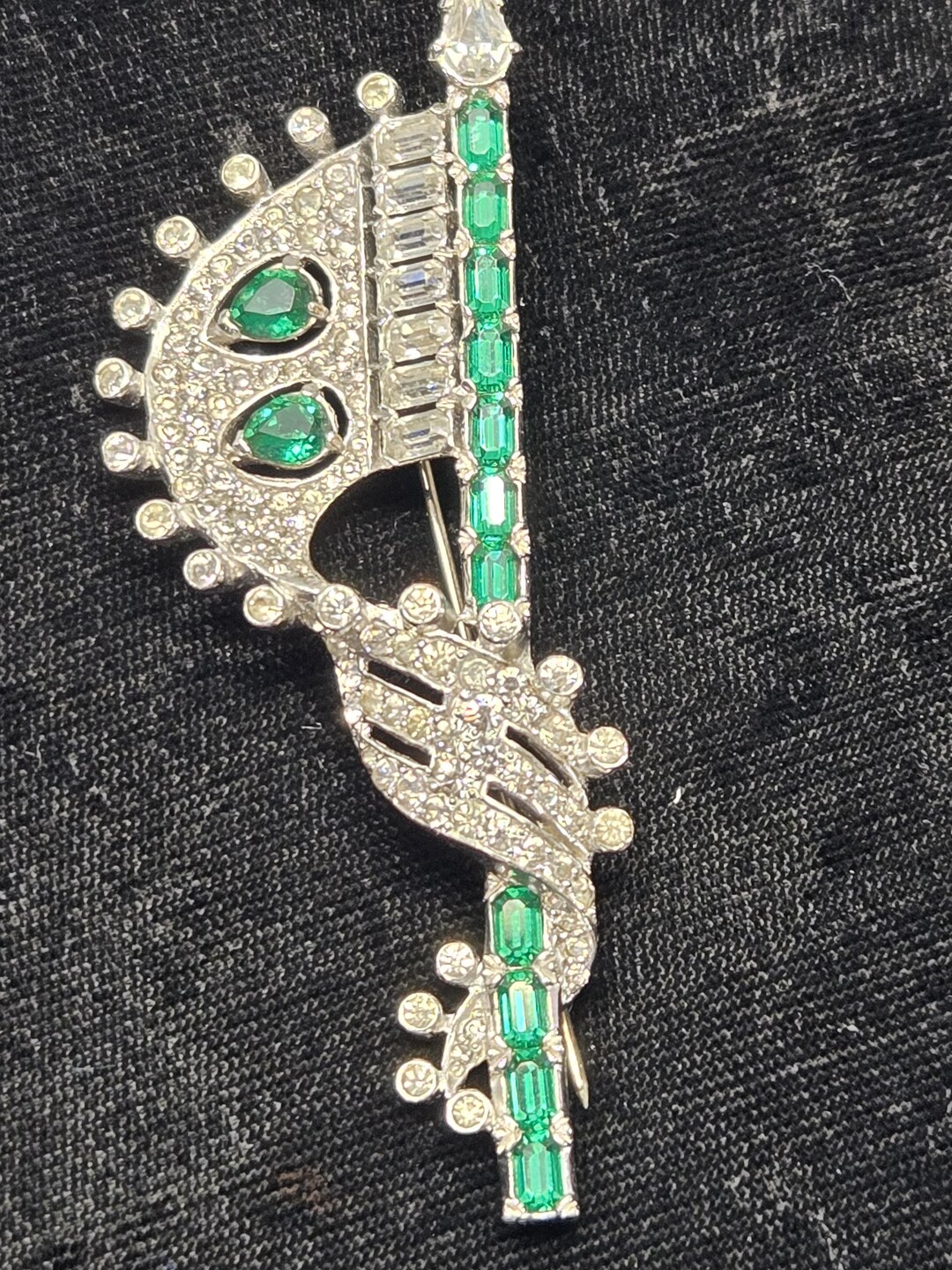 MAZER EMERALD and Diamante FLAG Brooch - Etsy