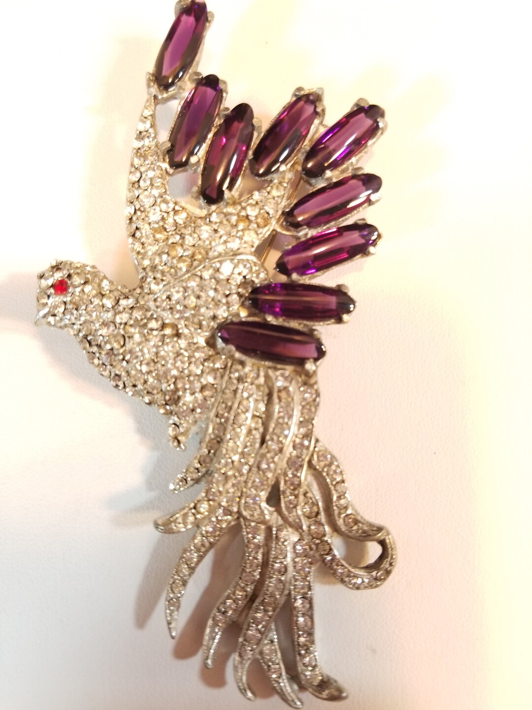 40's PAVE and AMETHYST BIRD of Paradise Brooch - Etsy