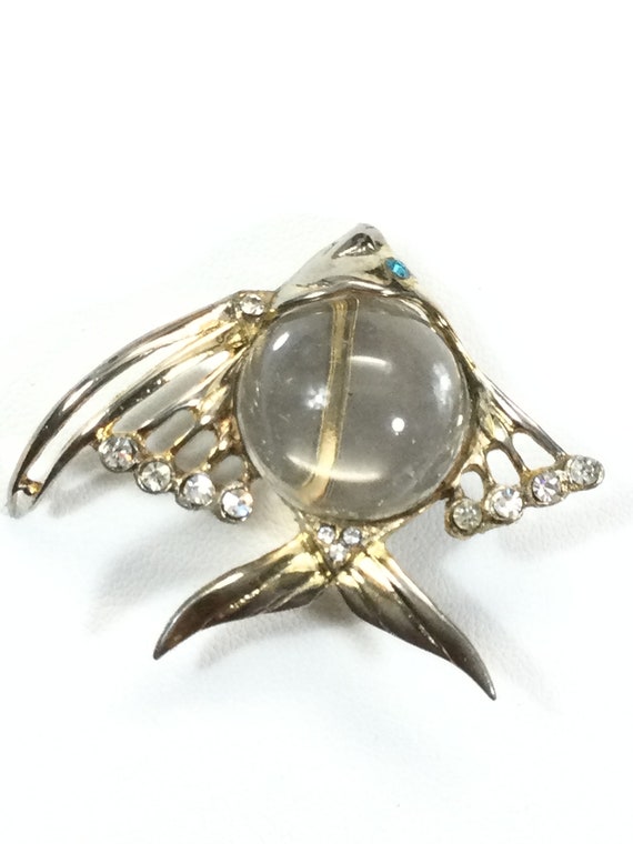 STERLING Jelly Belly ANGEL FISH Brooch - Gem