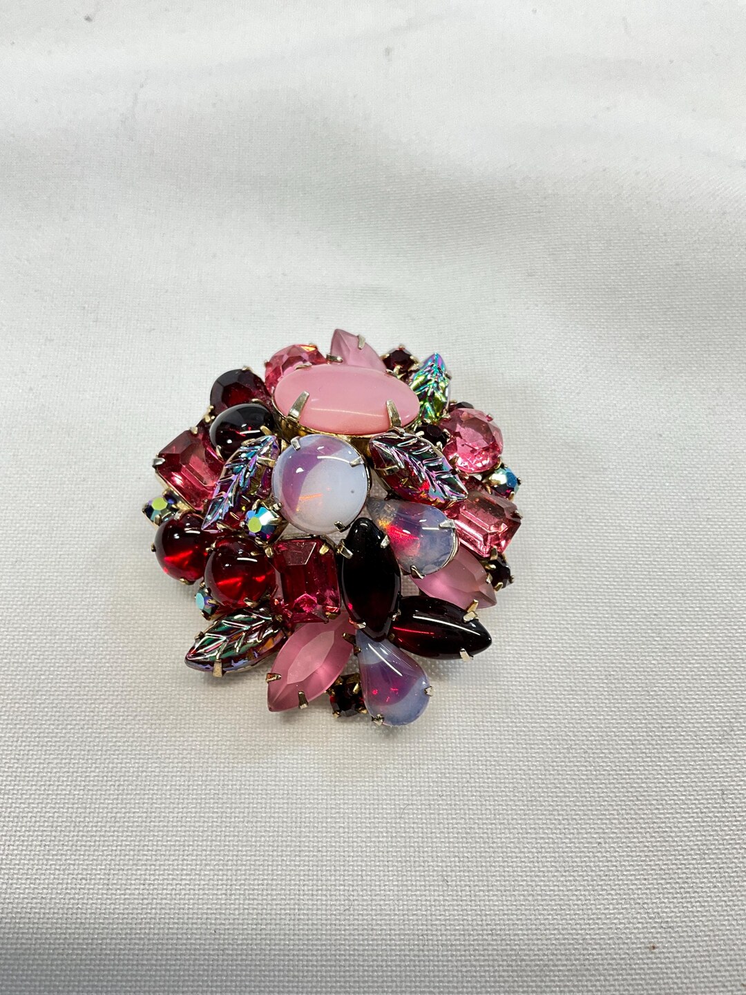 Unsigned MULTI Stonec Double Decker in Pinks and Ruby With MOLDED Glass ...