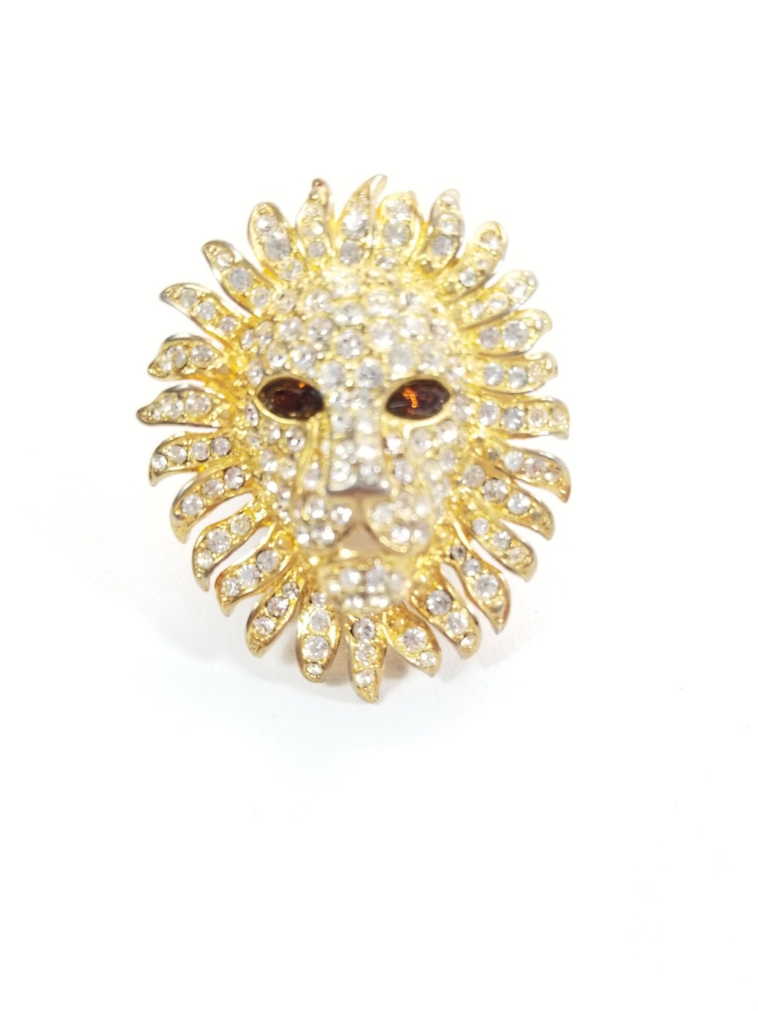 KENNETH LANE Pave LIONHEAD Pin/pendant - Etsy