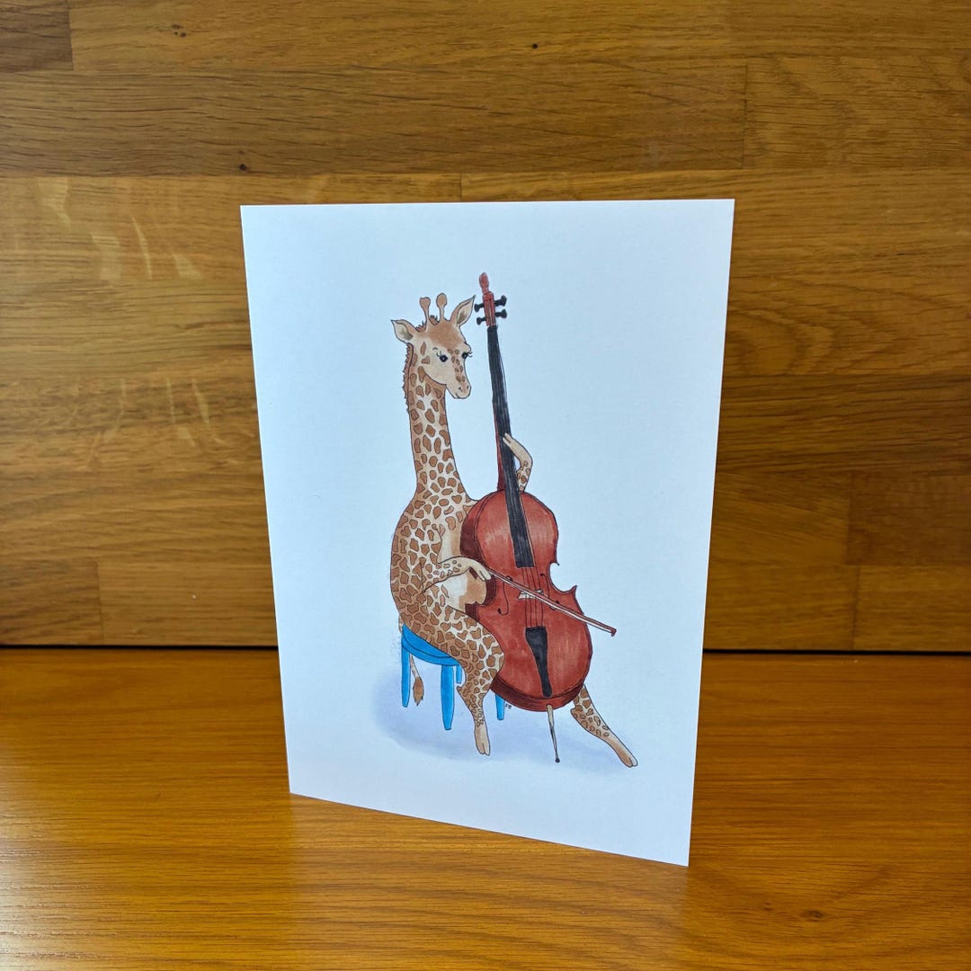 Giraffe Playing Cello Card for All Occasions - Etsy UK