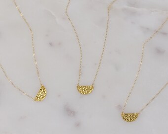 Half Circle Charm Necklace Sterling Chain Half Moon Necklace | Etsy