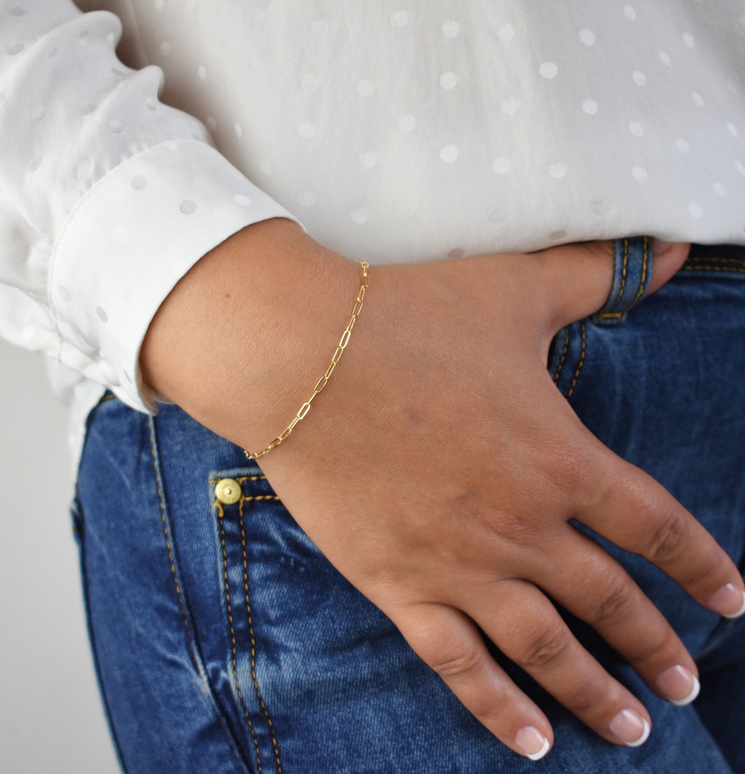 Paper Clip Chain Bracelet, Oval Link Bracelet, Rectangle Chain Bracelet ...