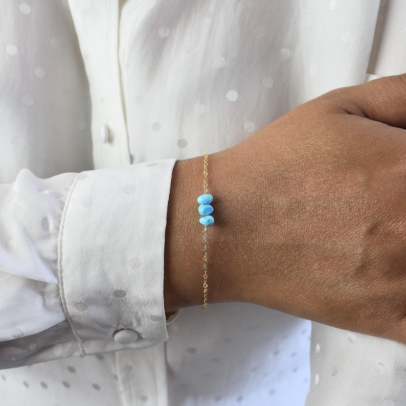 Sleeping Beauty Turquoise Bracelet: Dainty Sterling Silver Gemstone ...