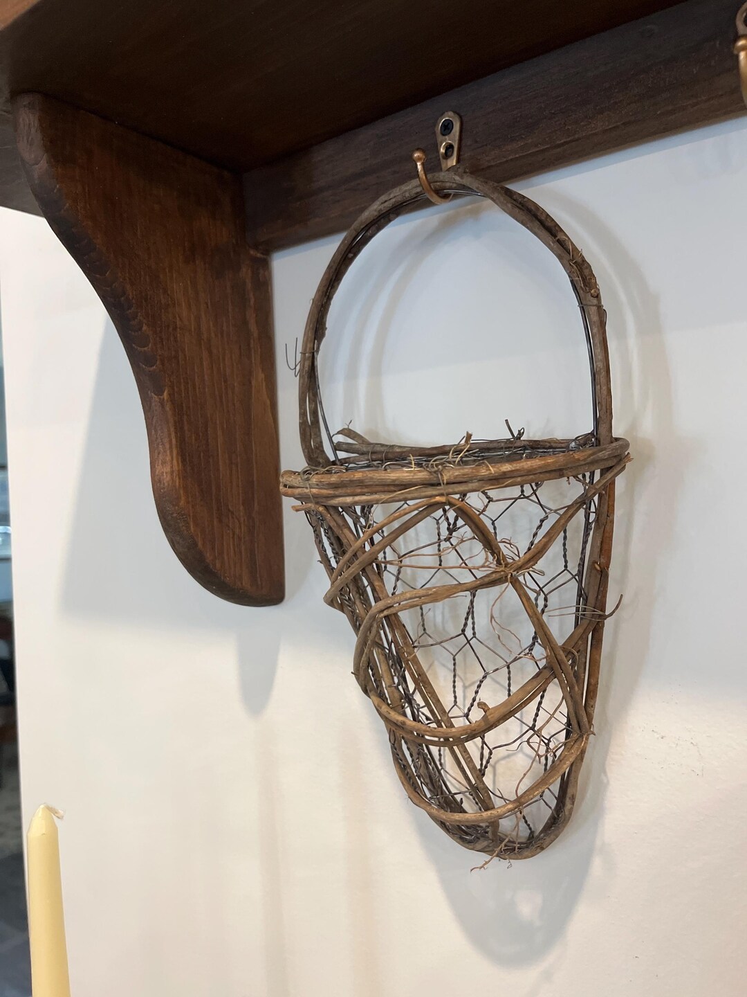 Grapevine Chicken Wire Flower Wall Vase Basket, Wall Decor Farmhouse ...