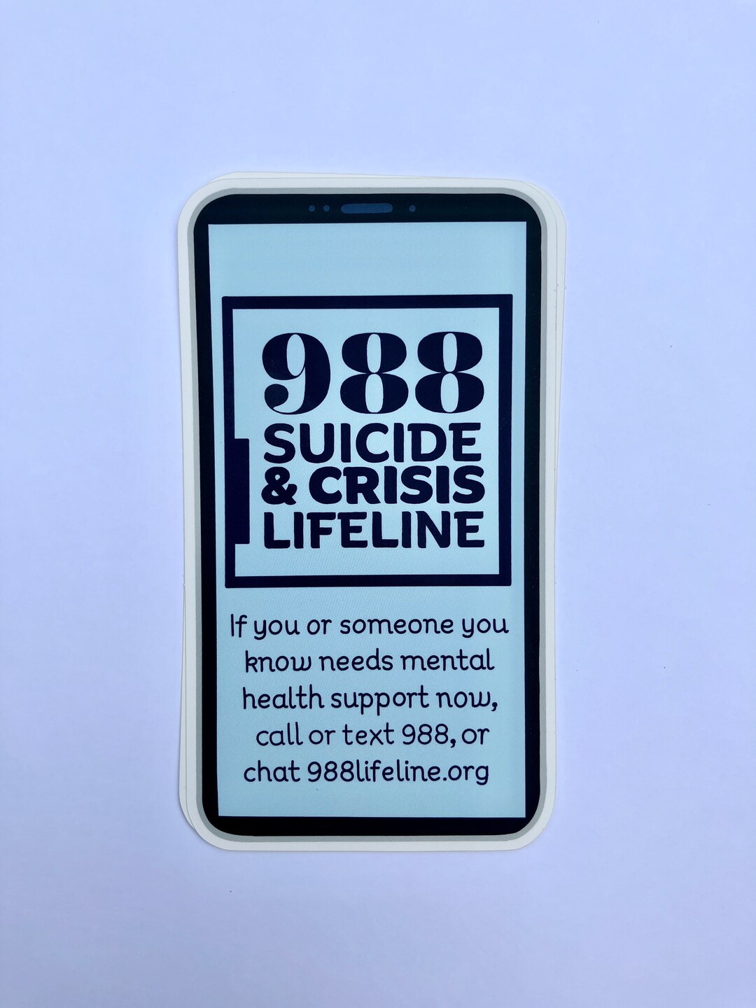 988 Suicide and Crisis Lifeline Cellphone Sticker, Outdoor Waterproof ...