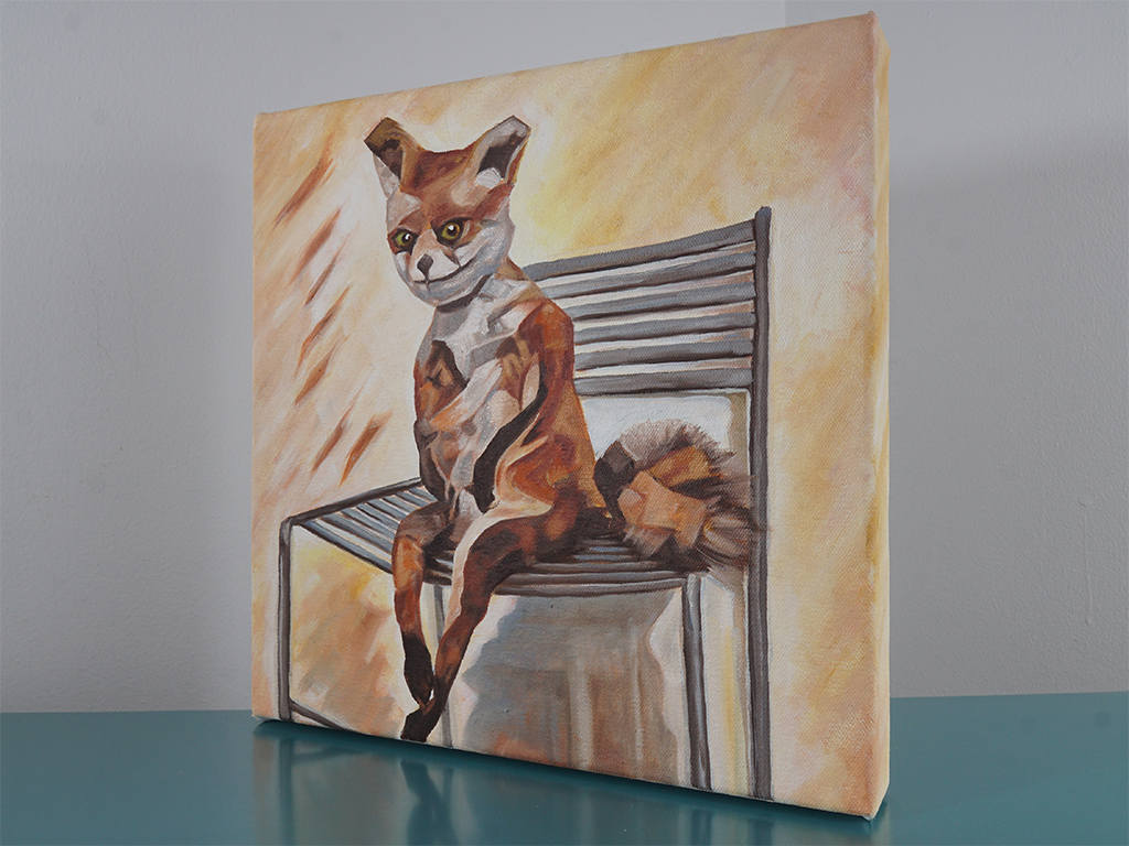 Bad Taxidermy Fox – Original Framed Oil on Canvas – 12in X 12in X 1 3 ...