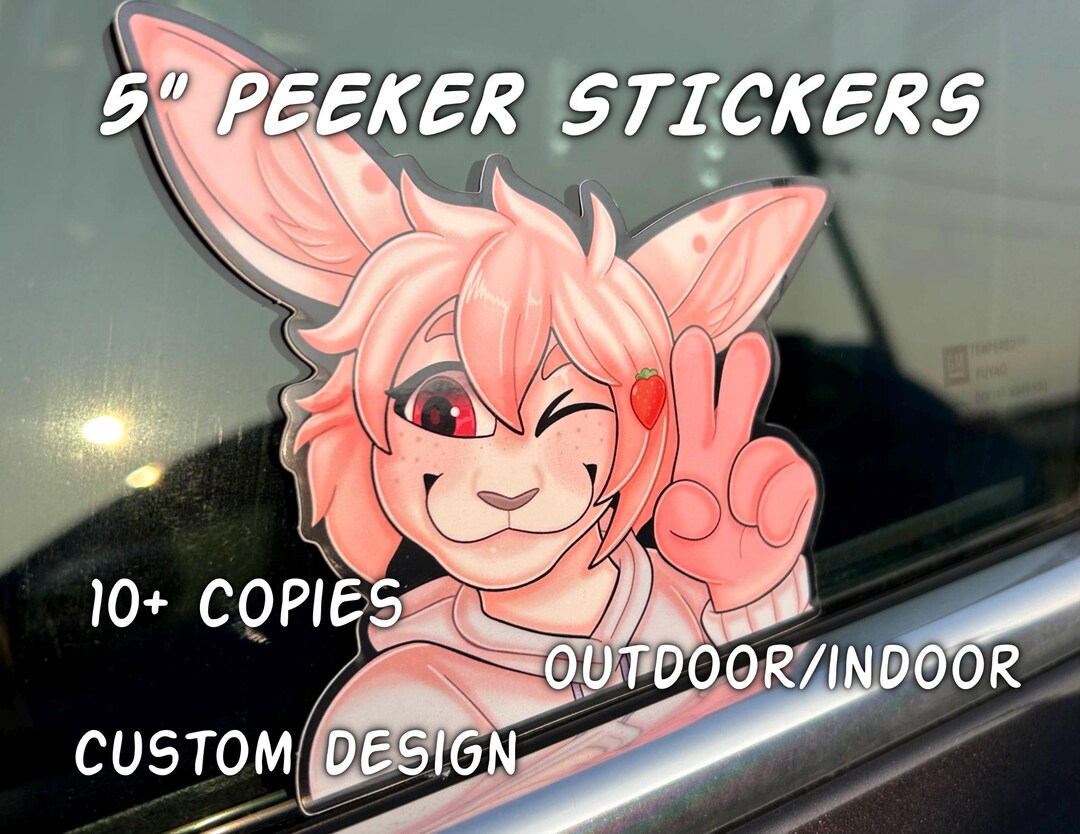 Peeker Sticker Furry YCH 5 Inches Car Window Mirror Custom 10+ COPIES ...