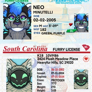 Furry Driver's License Decoration Badge Identification Wallet - Etsy