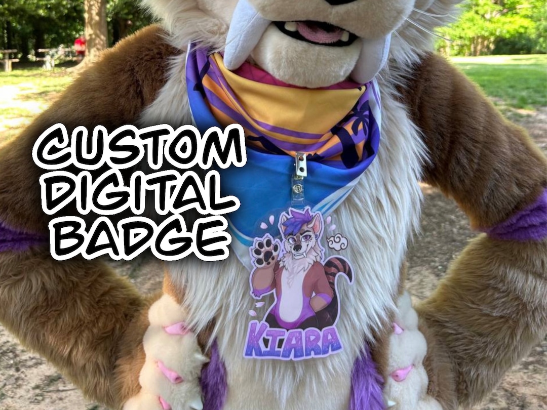 CUSTOM Artwork Laminated Furry Lanyard Convention Badge + Digital File ...