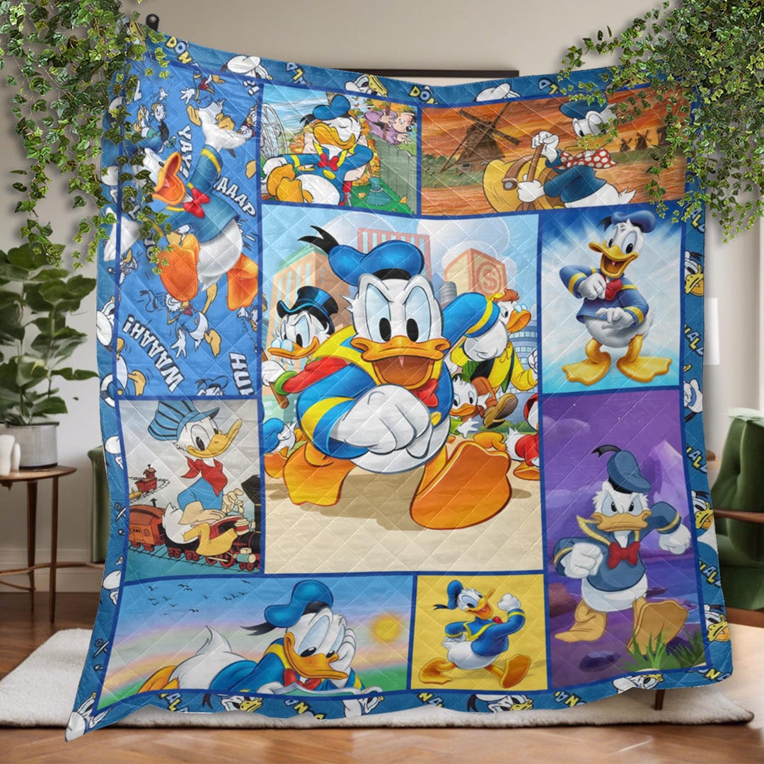 Donald Duck Christmas Vintage Quilt Blanket, Donald Duck Blanket ...