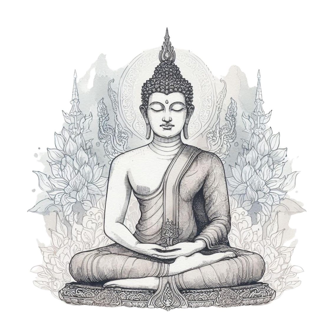 5 Clipart Buddah Intricate Buddha Line Drawings Sacred & Meditative Art ...