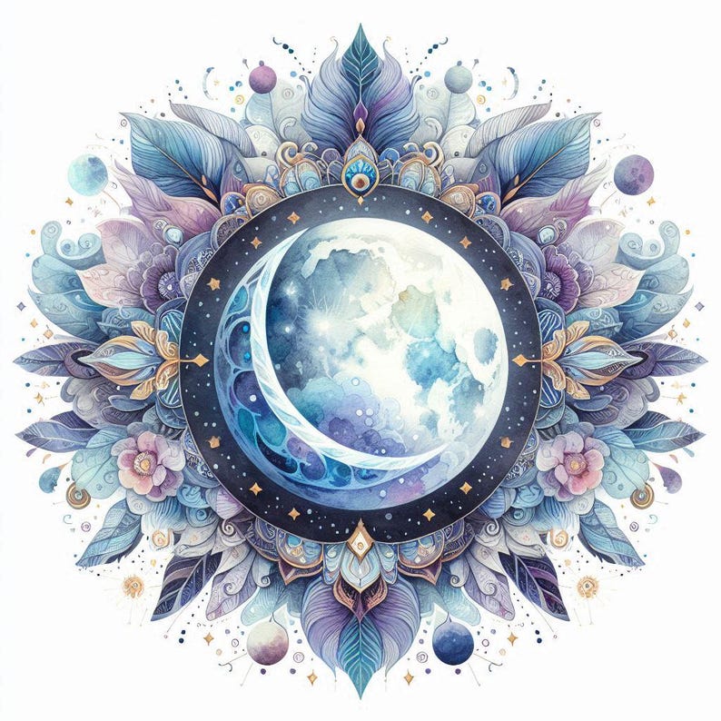 Mystical Moon Clipart: Celestial Digital Art (PNG, 300dpi) - Etsy