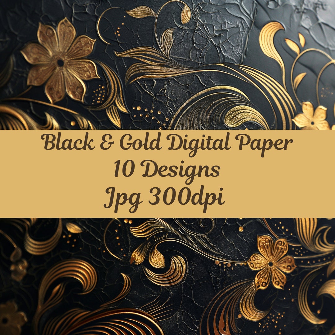 10 Black & Gold Digital Paper Designs Non Seamless Instant Download Jpg ...