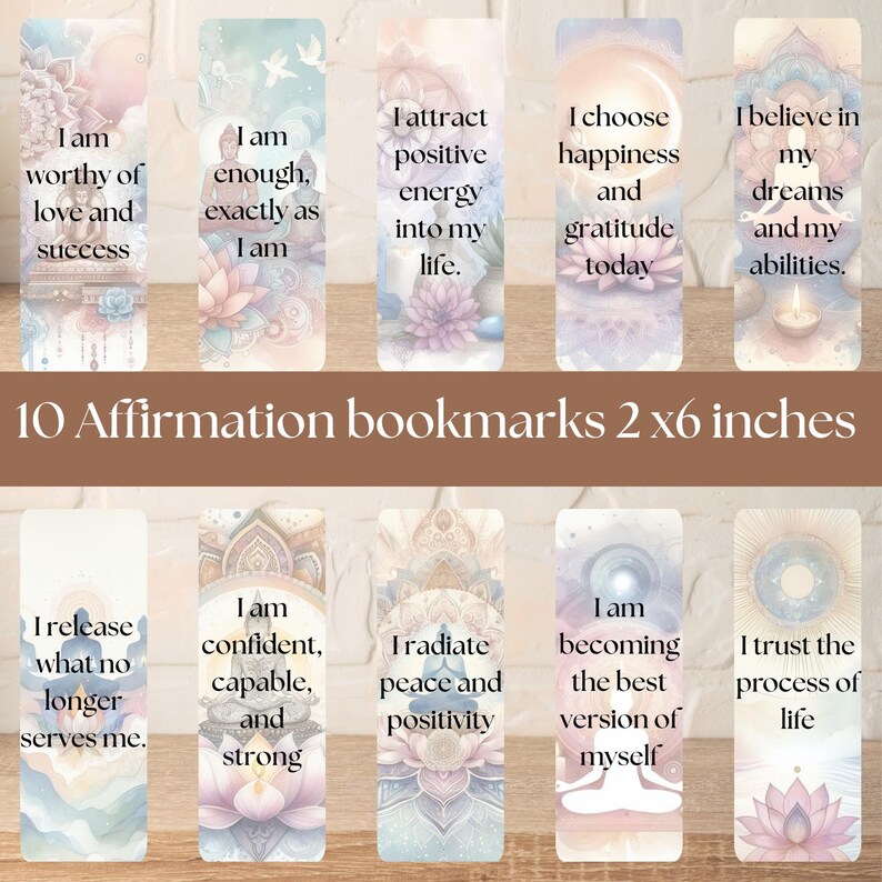 Affirmation Bookmark Collection – Digital Printable JPG 300DPI (2x6 ...