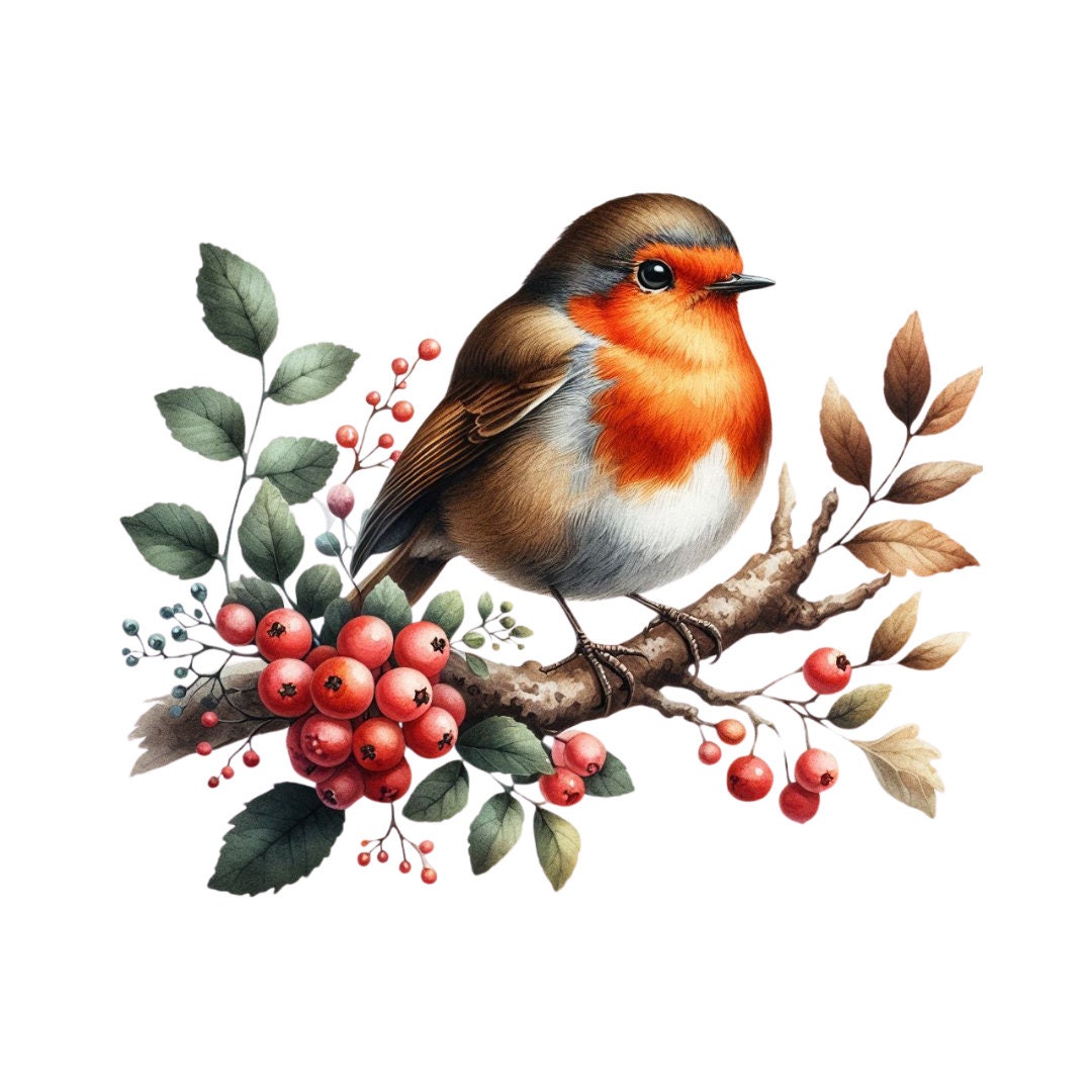 Robin redbreast clipart 12 diseños álbumes de recortes diario basura ...