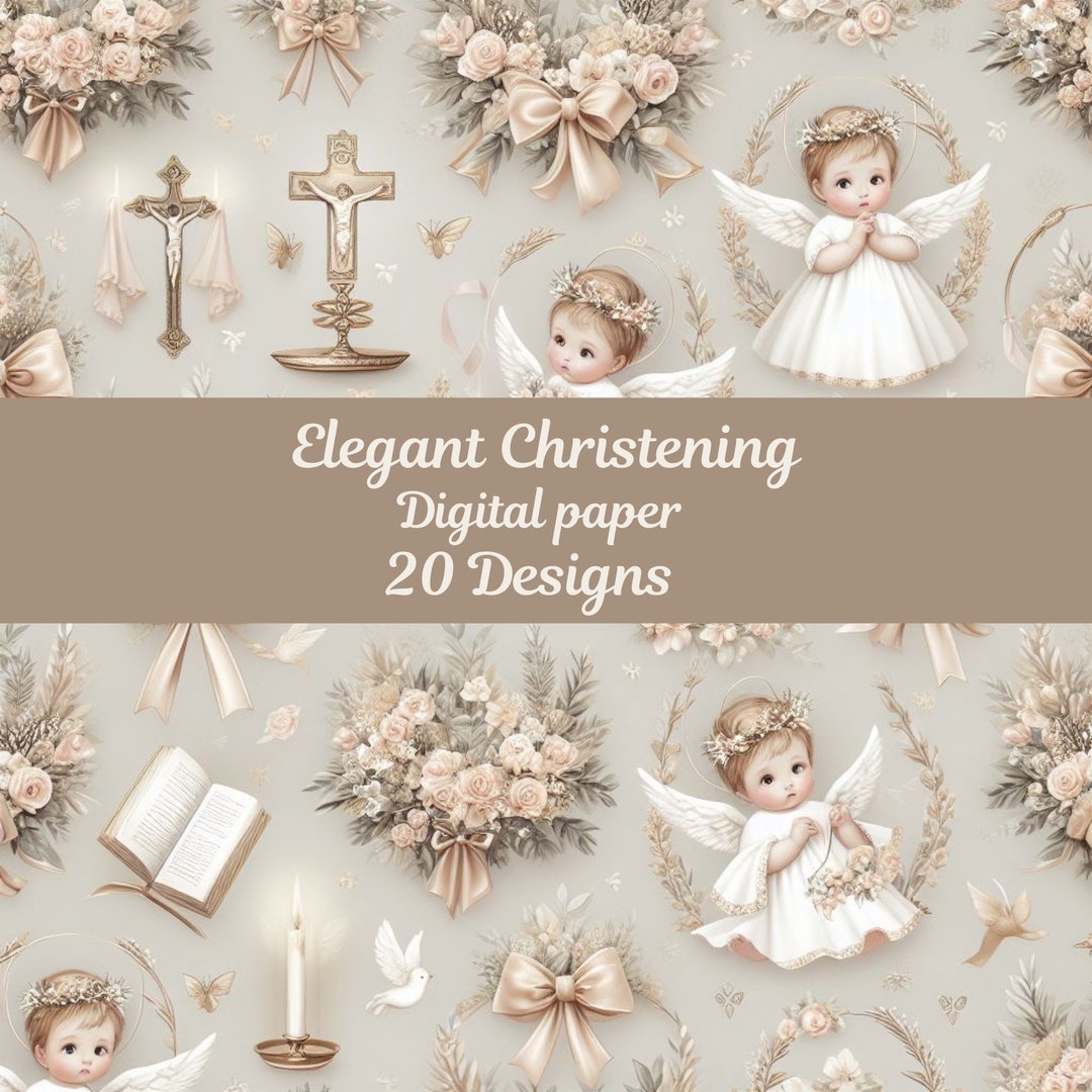 Elegant Christening Digital Paper Digital Download Jpg 300dpi High ...