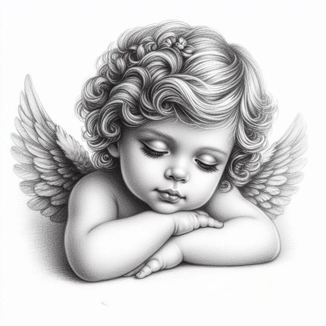 Printable 5 Cherub Angel Art Images Vintage Baroque Baby Angel | Black ...