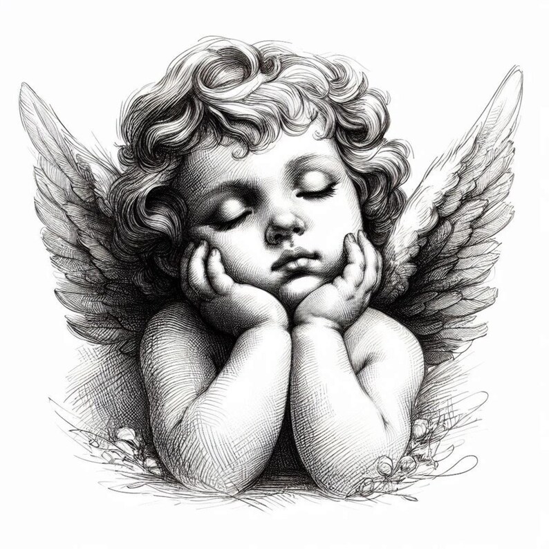 Clipart Cherub Ethereal Cherub Drawing – Angelic Art With Heavenly ...