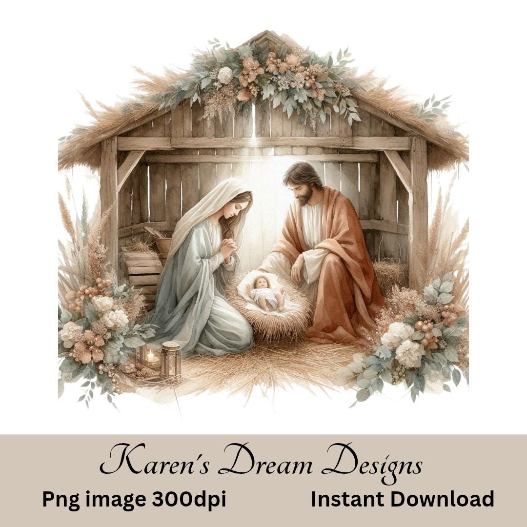 Nativity Scene Image Png Transparent Background 300dpi Instant Download ...