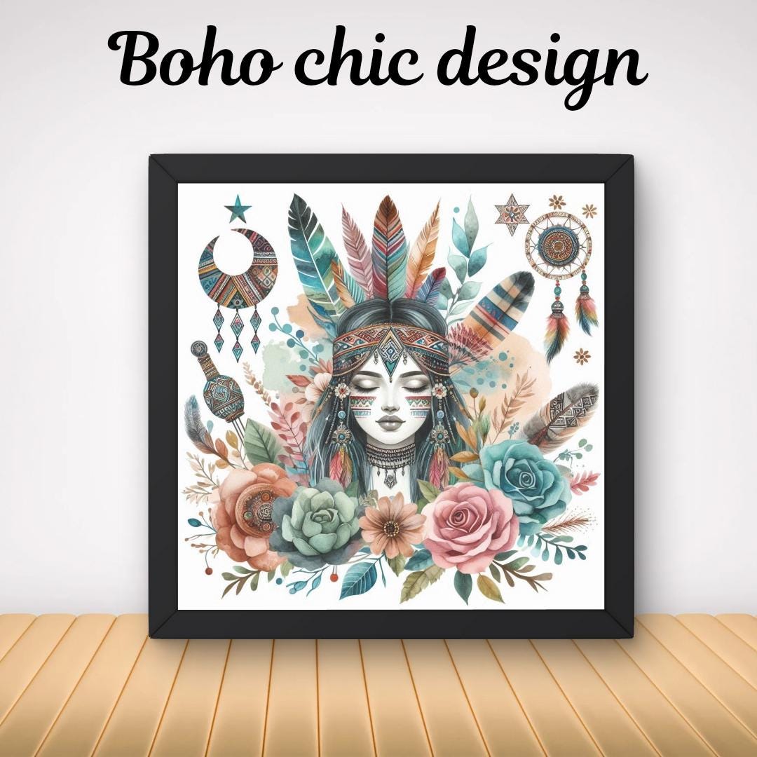 Boho Chic Digital Art Instant Download Jpg 300dpi Commercial Use High ...
