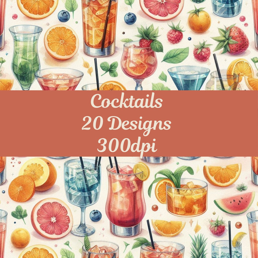 Digital Wrapping Paper Cocktails 20 Seamless Wrapping Designs Giftwrap ...
