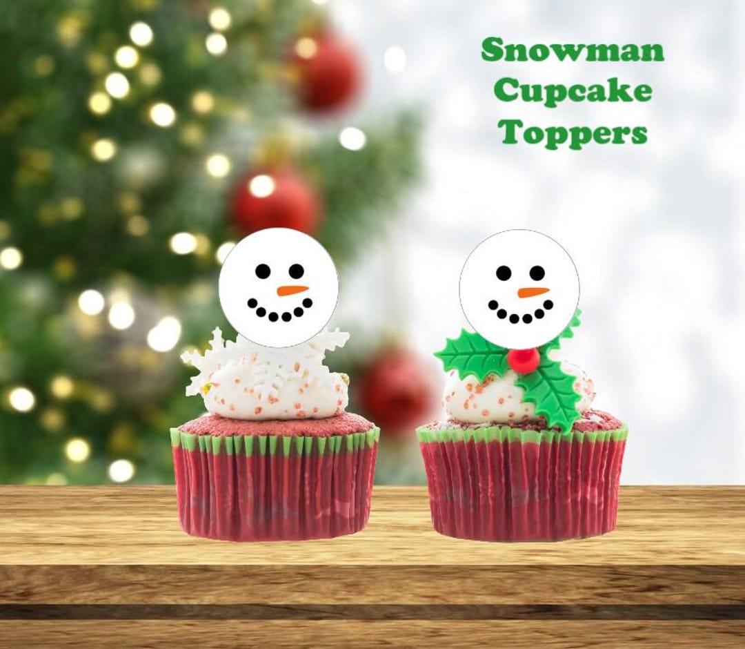 EDIBLE SNOWMAN TOPPERS, Edible Snowman Cupcake Toppers, Snowman Drink ...