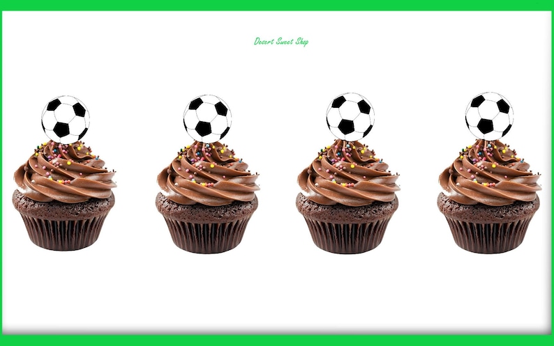 Edible SOCCER BALL Cupcake Toppers, Edible Soccer Ball Birthday Party ...