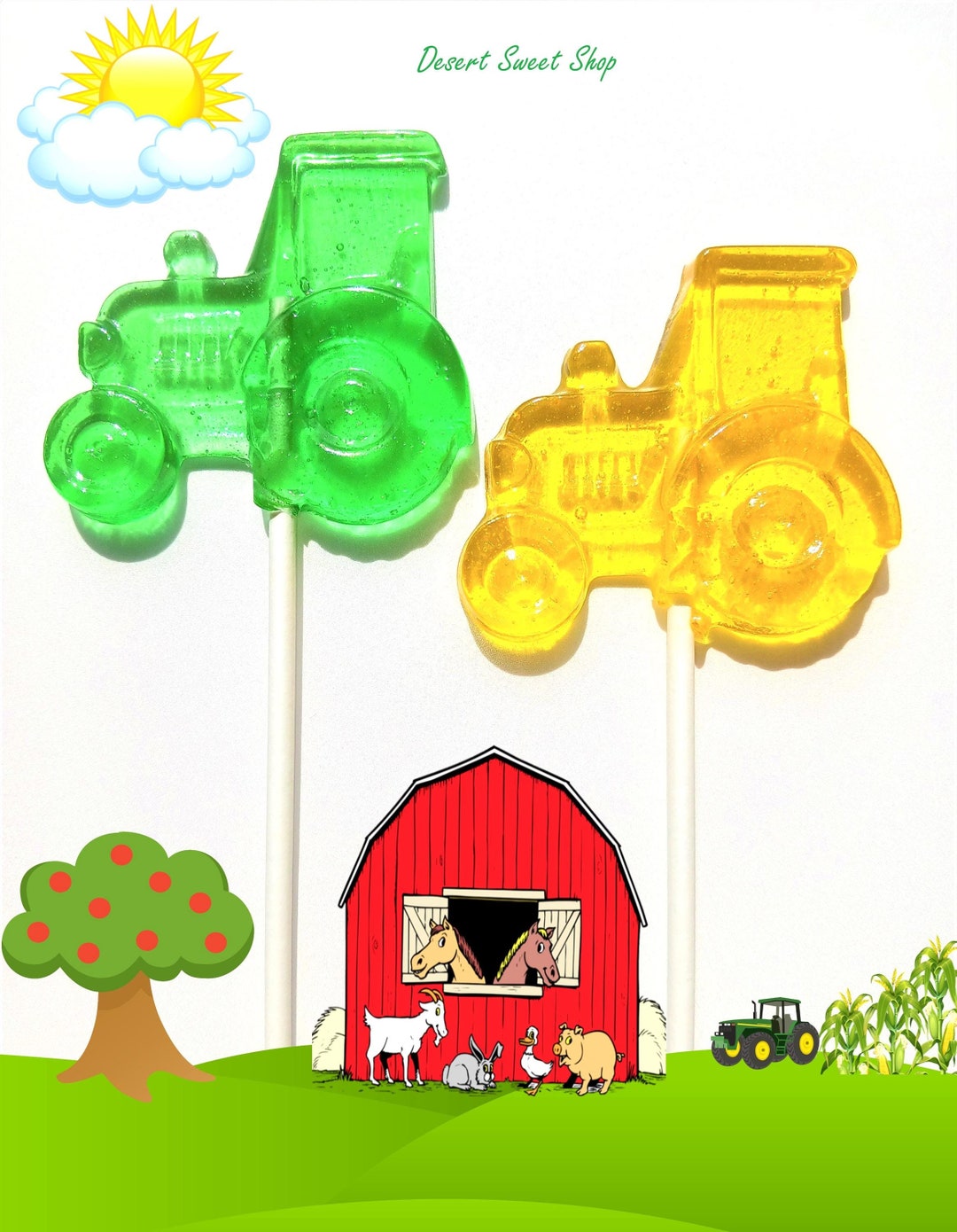 TRACTOR LOLLIPOPS, Tractor Party Favors, Farm Birthday Party ...