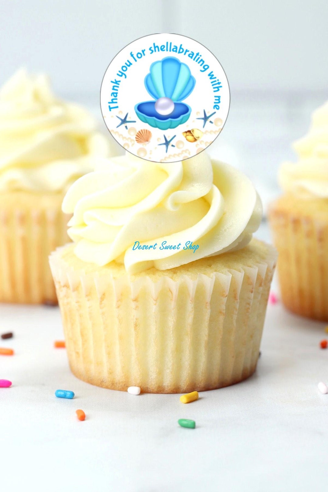 Edible CLAMSHELL CUPCAKE TOPPERS, Wafer Clam Shell Toppers, Under the ...