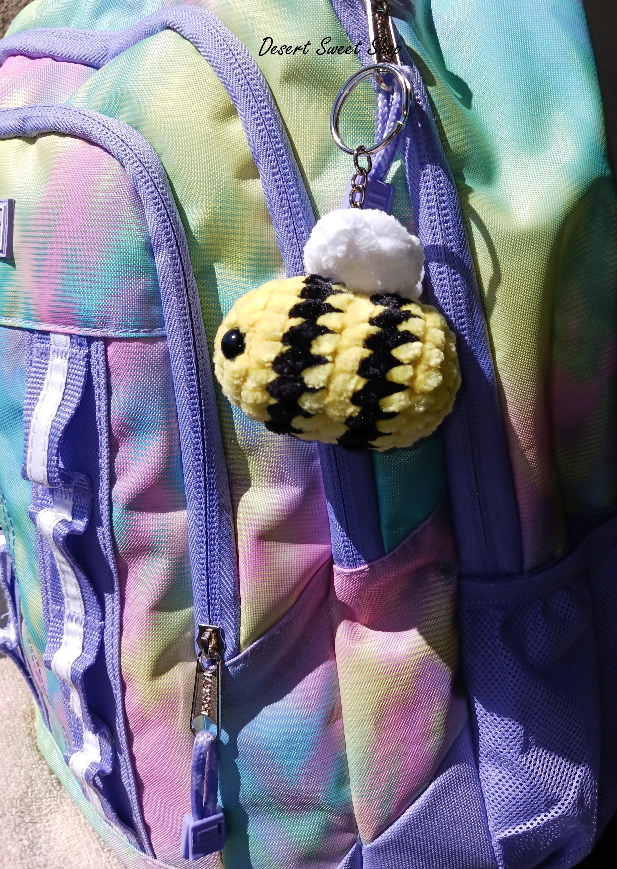 Crochet BUMBLE BEE KEYCHAIN, Crochet Honey Bee Keychain, Bee Plushie, Bumble Bee Backpack Buddy ...