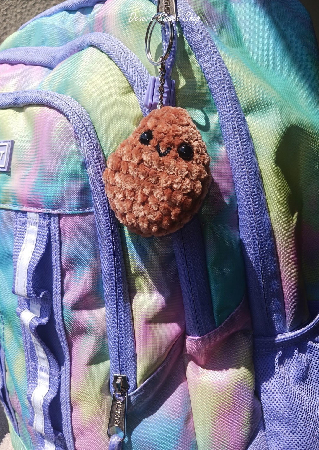 Crochet CHICKEN NUGGET KEYCHAIN, Velvet Chenille Chicken Nugget Plushie ...