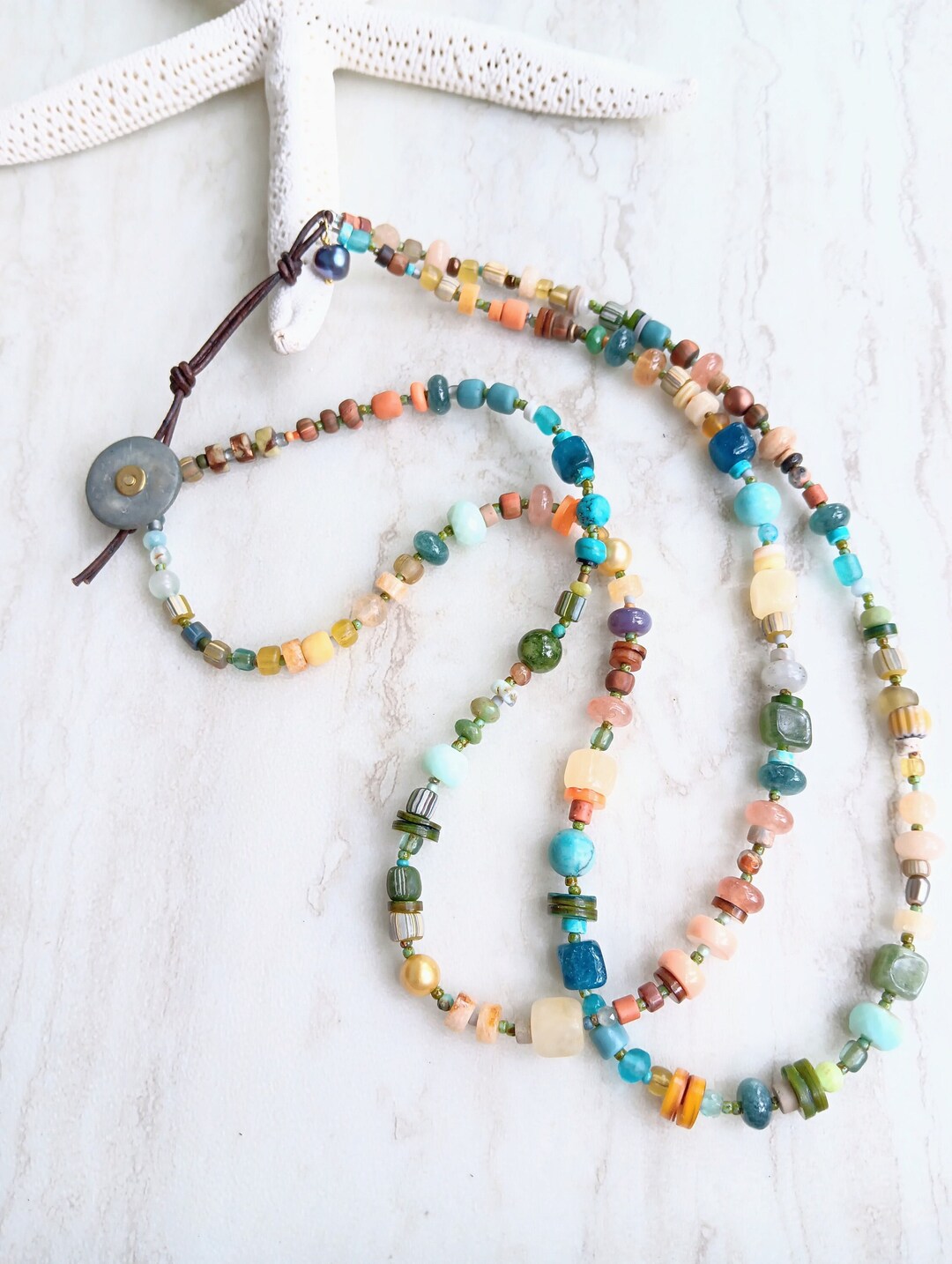 No Need to Be Coy Joy Necklace Apatite, Opal, Sunstone, Jade, Aquamarine - Etsy