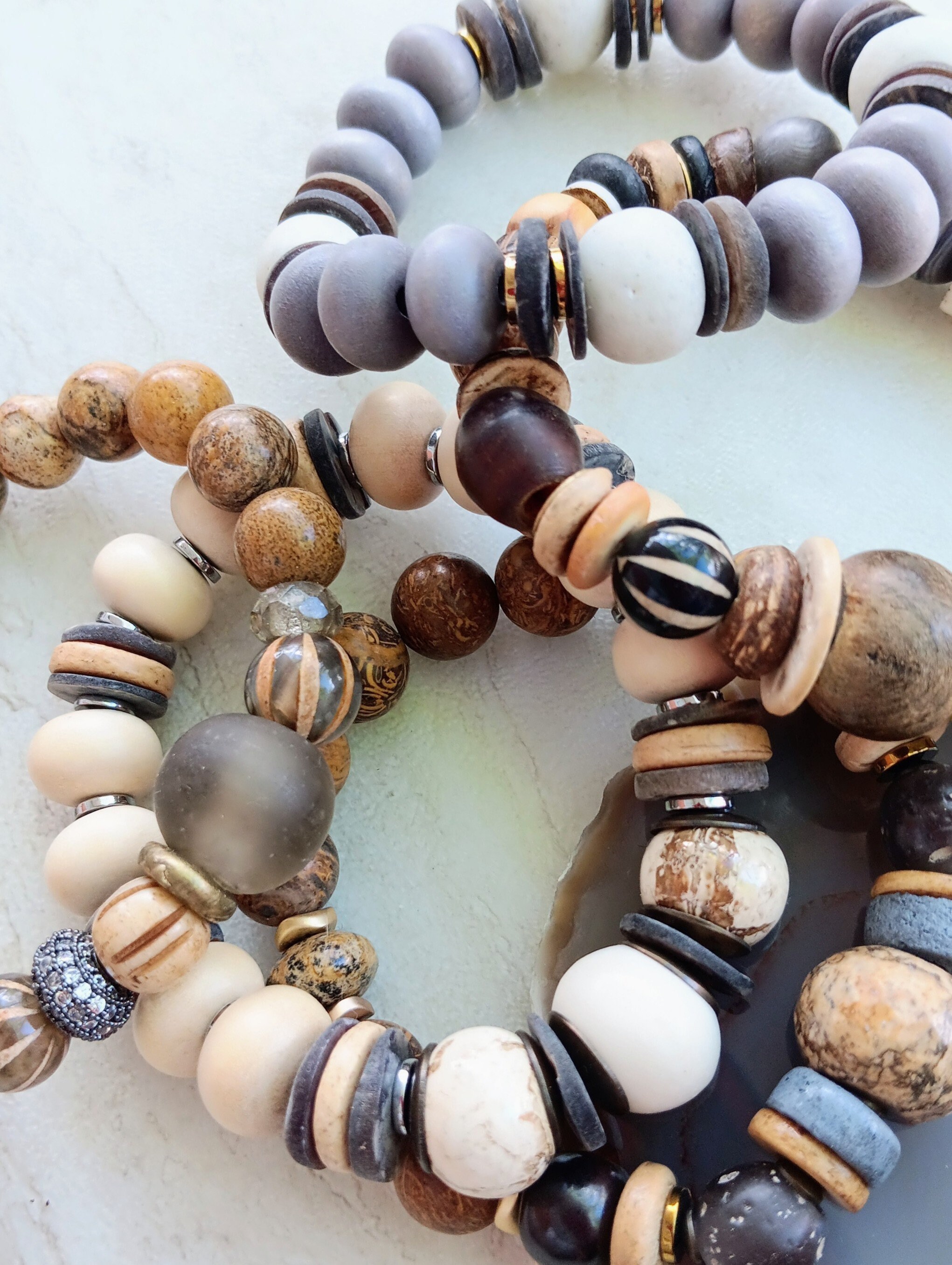 Not Her First Restraining Order Stack Bracelets | Bone Beads, Mixed ...
