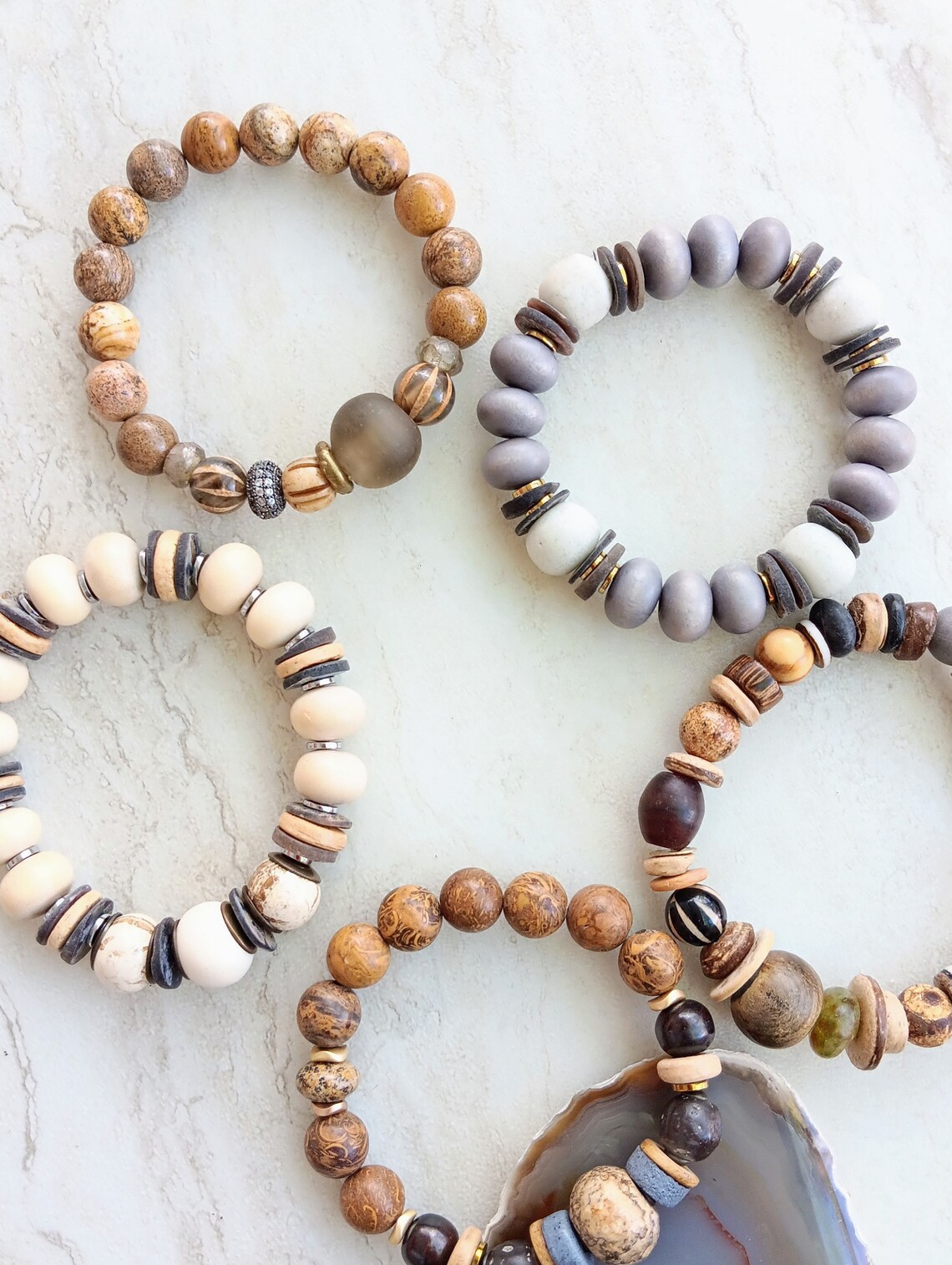 Not Her First Restraining Order Stack Bracelets | Bone Beads, Mixed ...