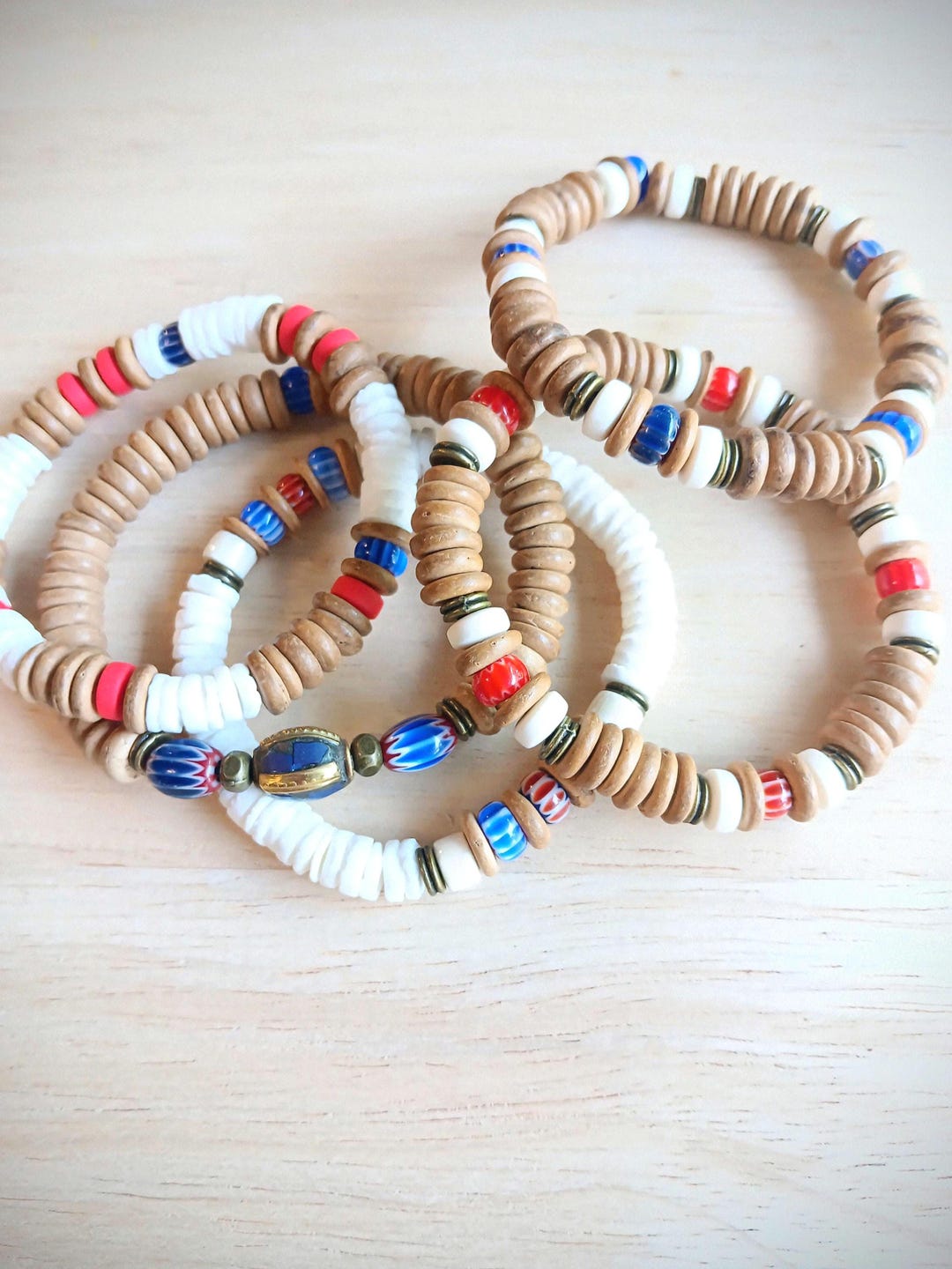 Fireworks in Philadelphia Stack Bracelets | Java Glass, Tibetan Trade ...
