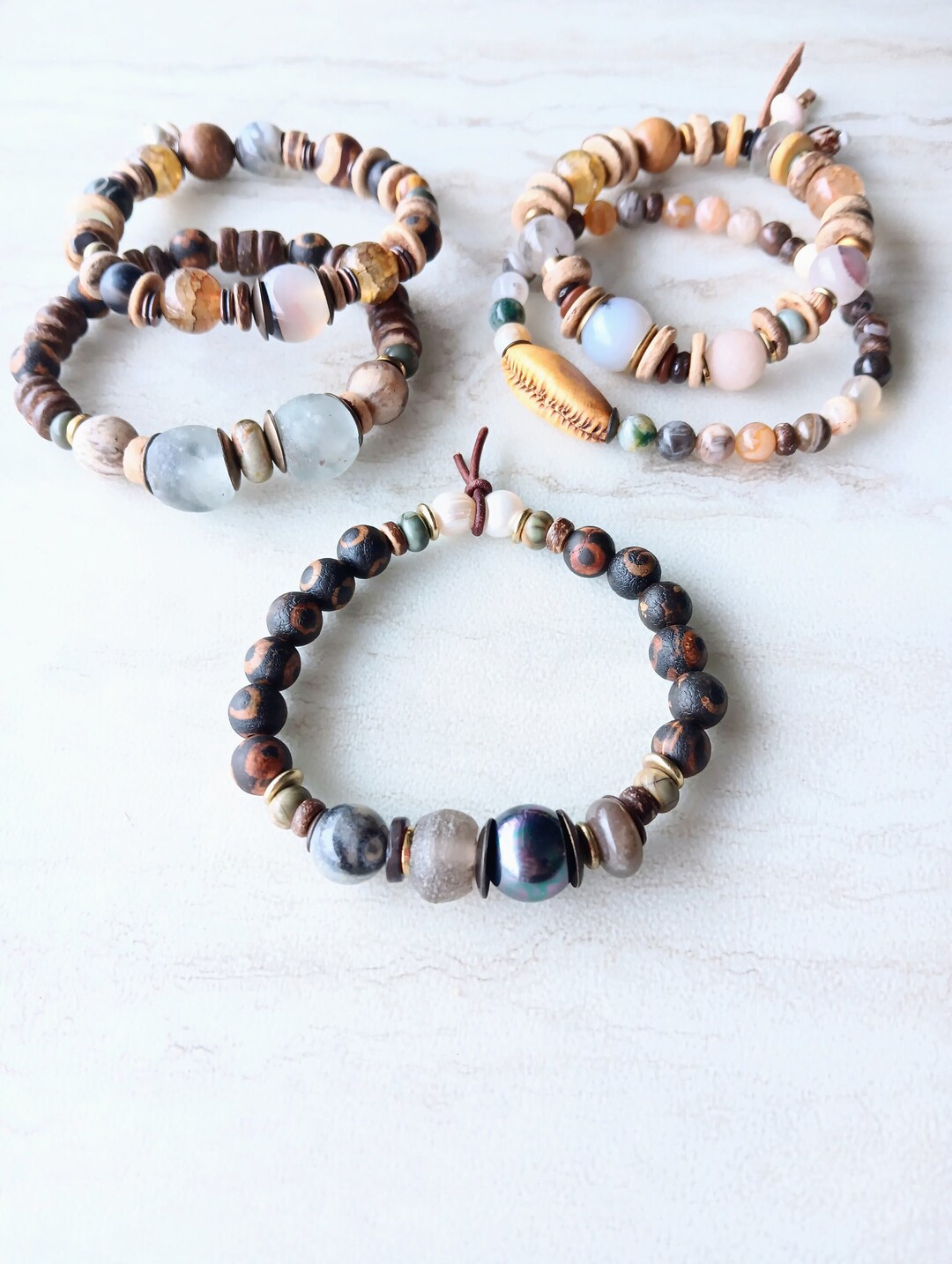 Can't You Macgyver It Stack Bracelets Recycled Glass, Mixed Gemstones ...