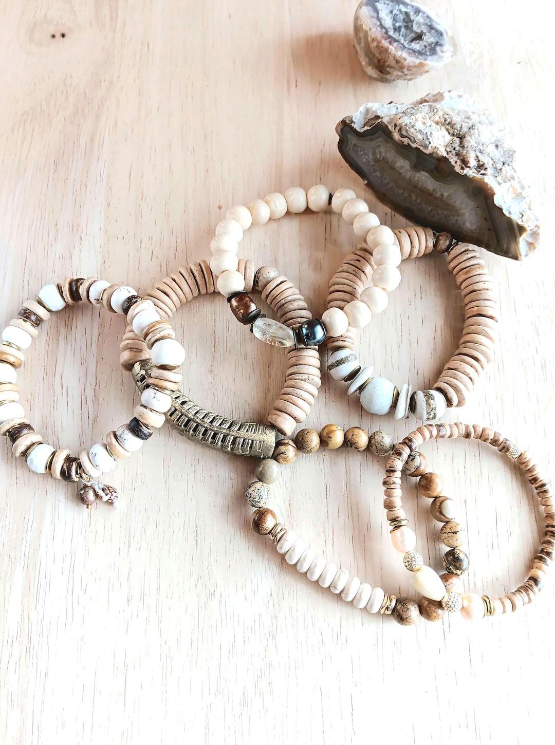 Southern Comfort on the Rocks Stack Bracelets | Bone, Ethiopian Brass ...