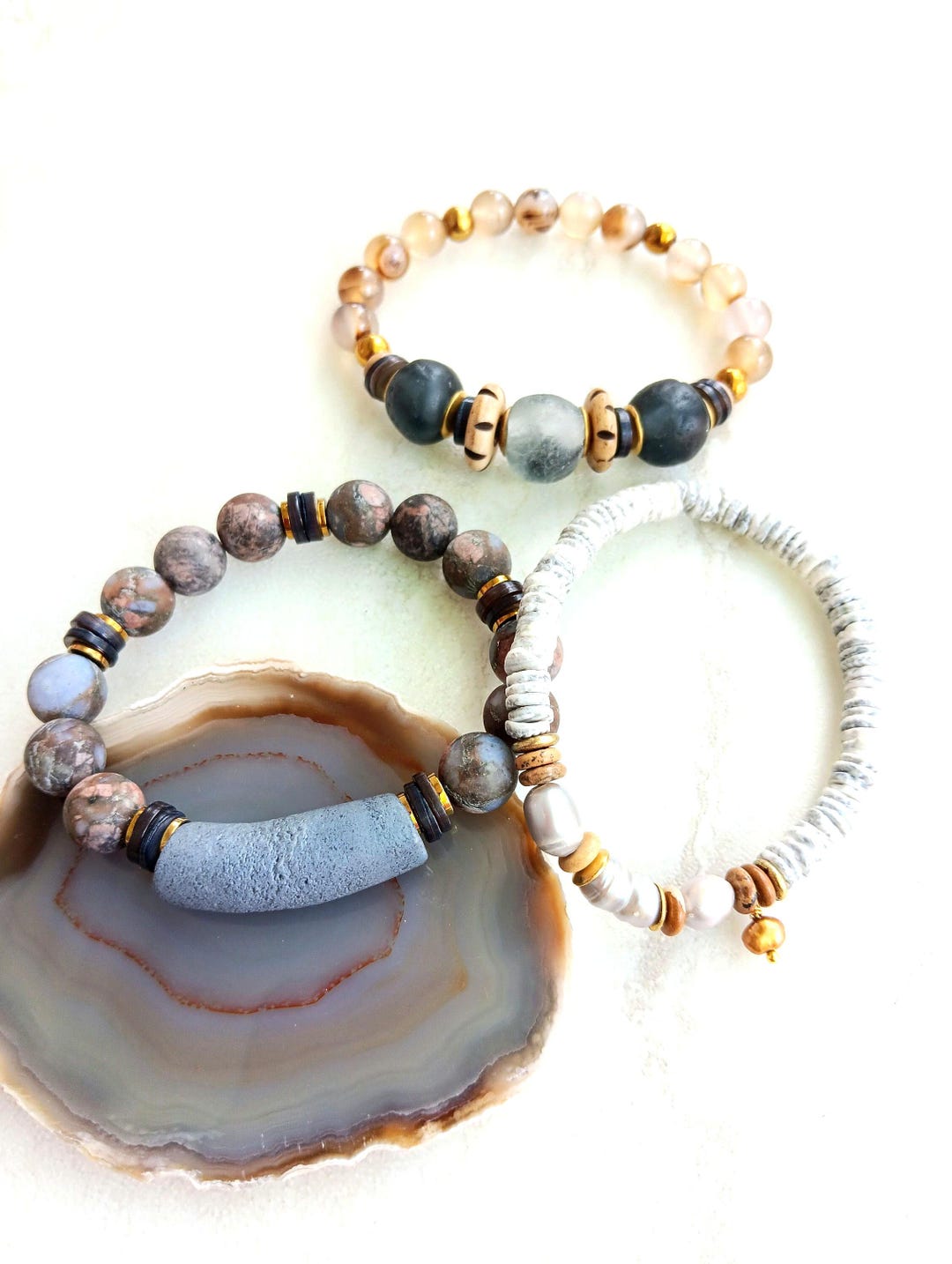 The Most Intimate Details Stack Bracelets | Pearl, Agate, Recycled ...