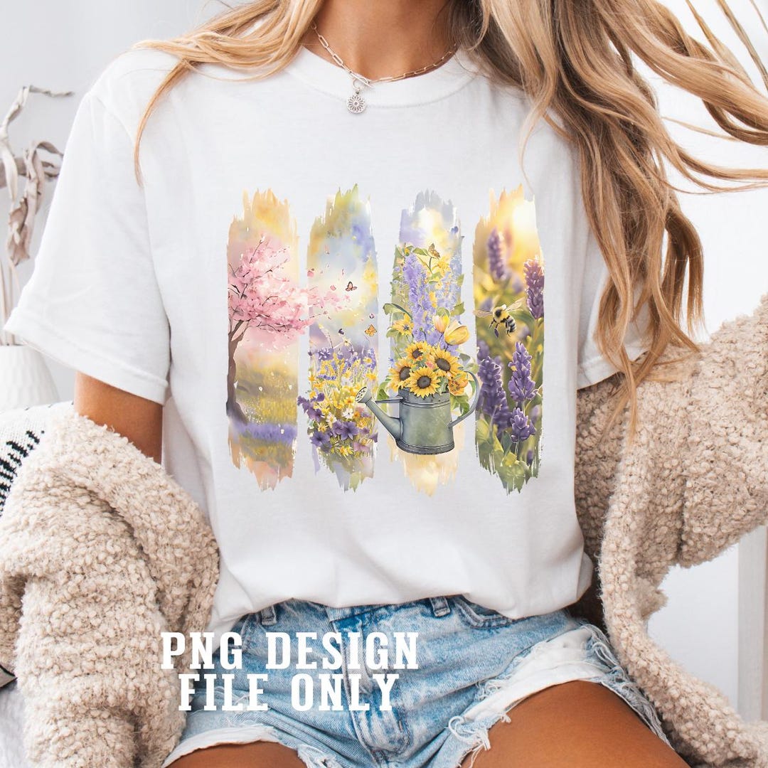 Brushstroke Boho Floral PNG, Spring Wildflowers, Butterfly (digital ...